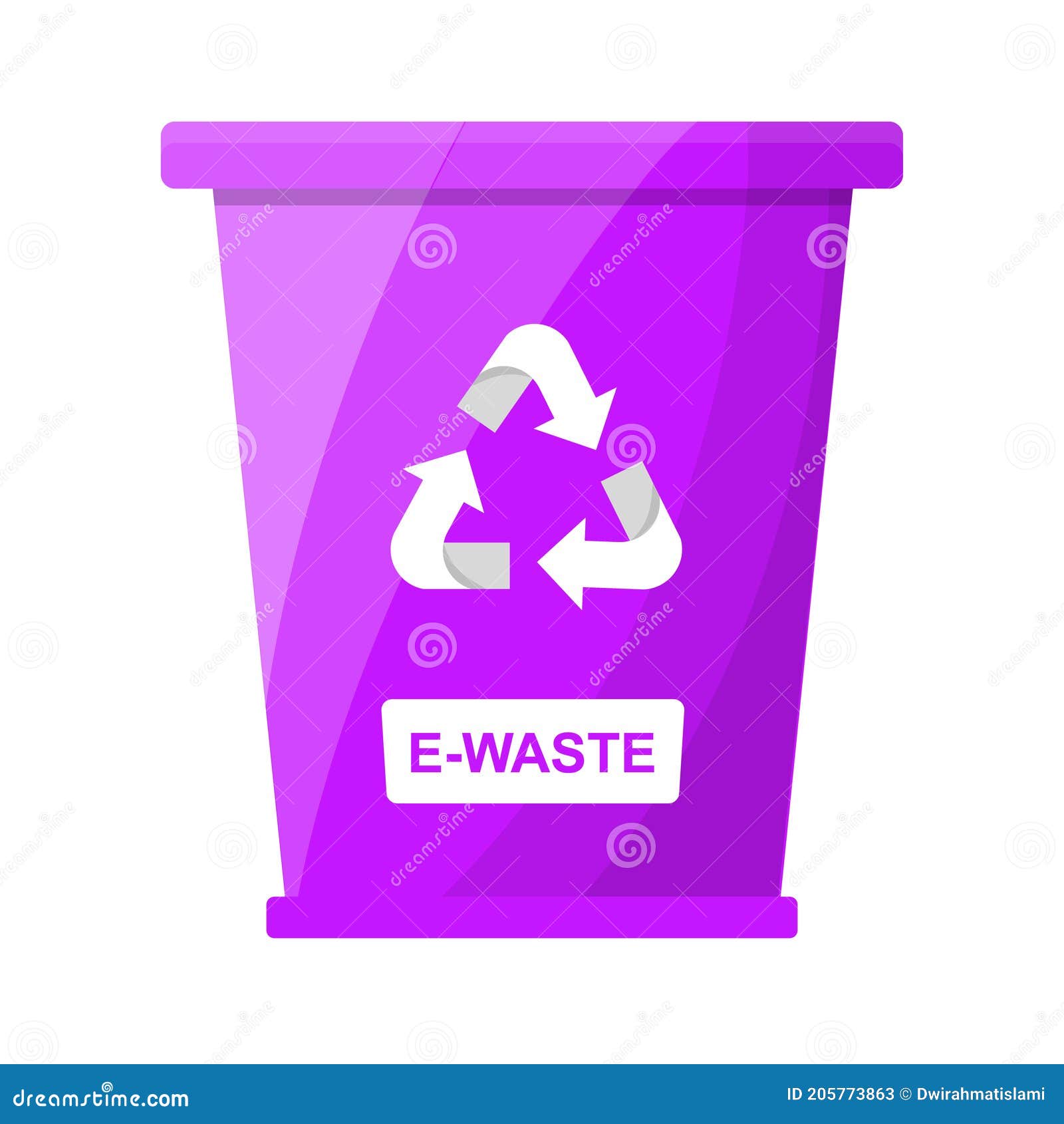 Garbage Waste Sorting E-Waste Recycle Bin Purple Color Flat Stock ...