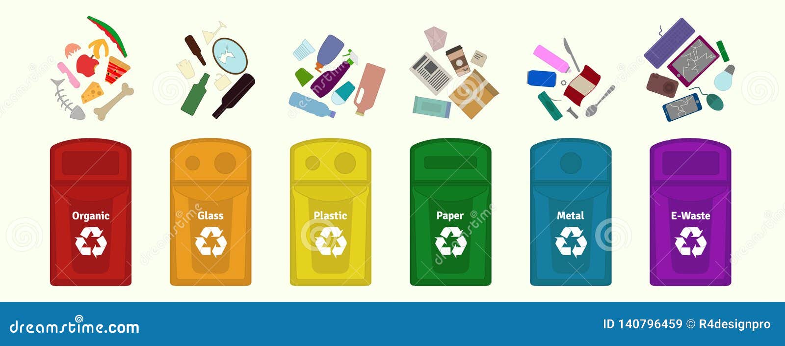 Garbage Waste Sorting Vector Illustration. Stock Vector - Illustration ...