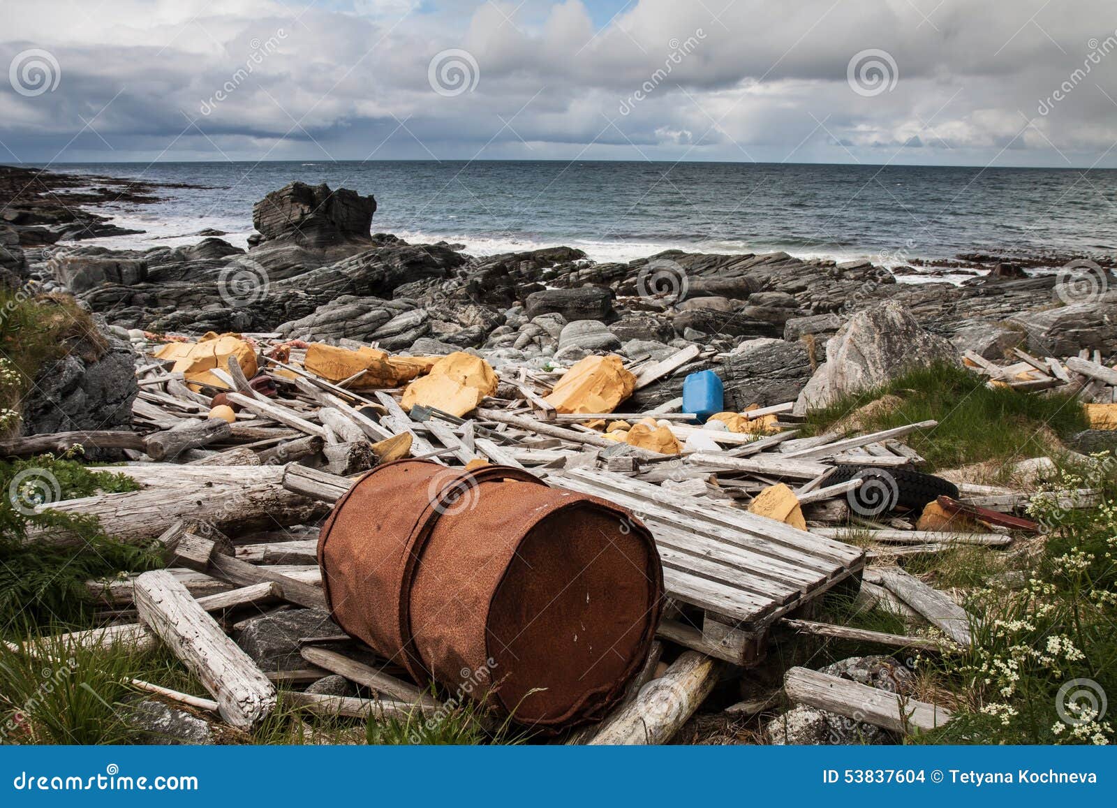Garbage and Wastes on the Beach of Atlantic Ocean Stock Photo - Image ...