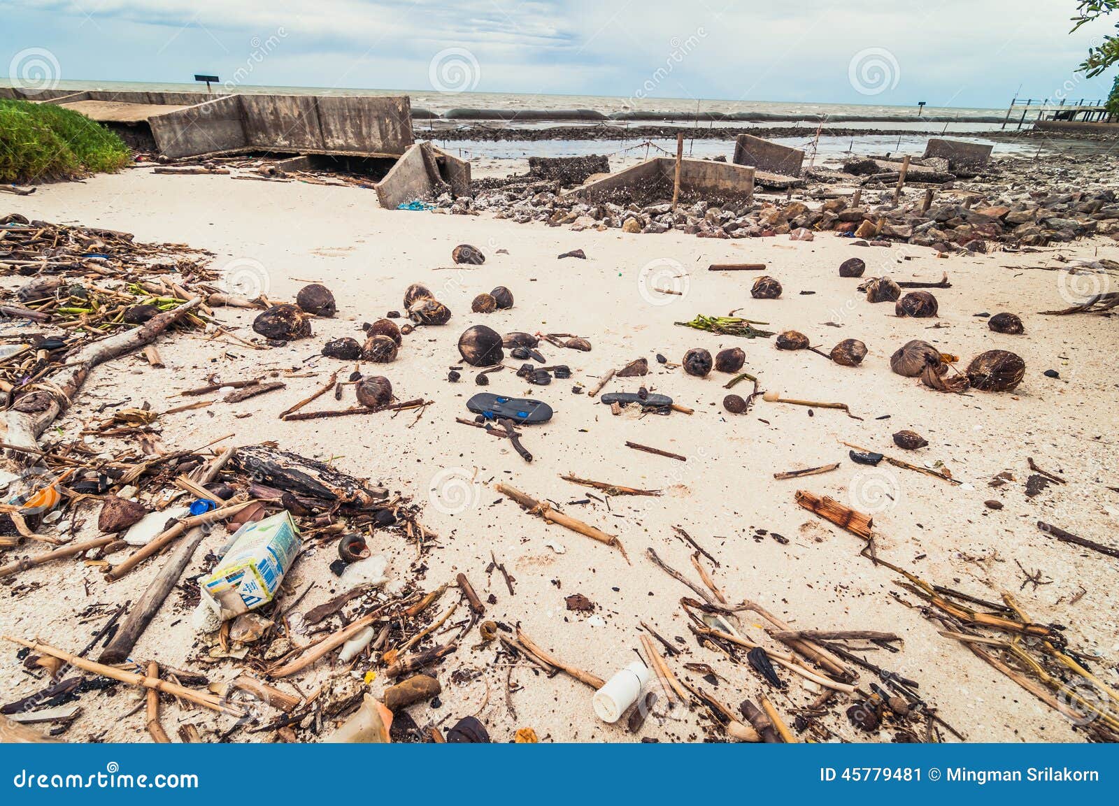 Garbage and Wastes on the Beach Stock Image - Image of coastline ...