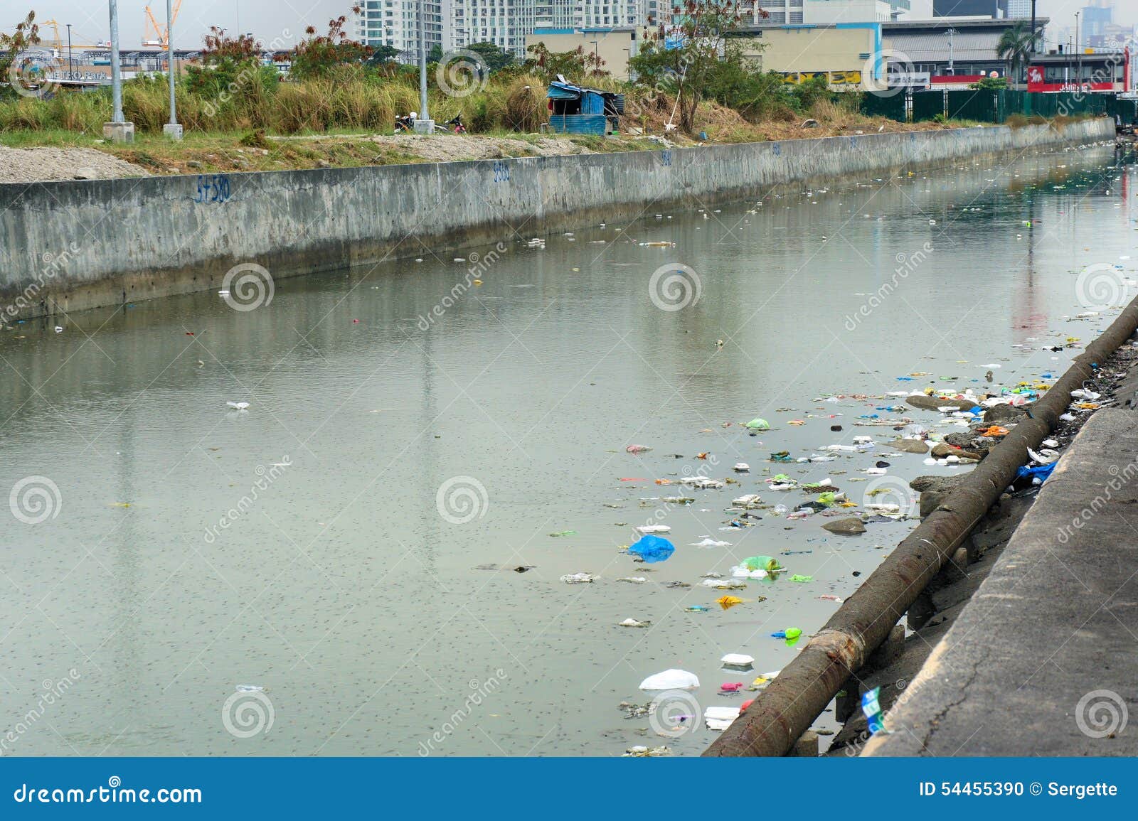 Garbage in the Water. Bad Ecology. River City Stock Photo - Image of ...
