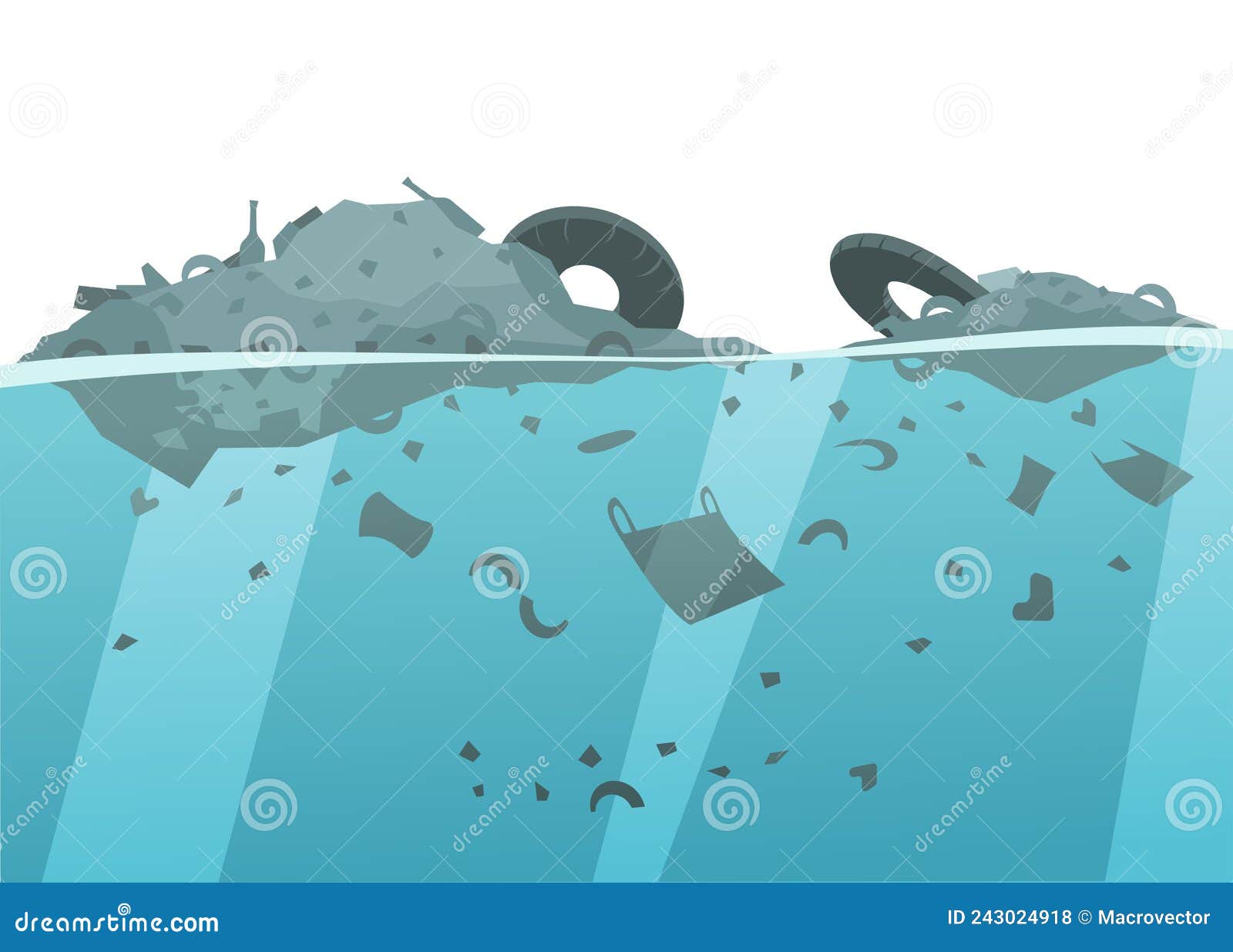 Garbage in Water Composition Stock Vector - Illustration of plastic ...