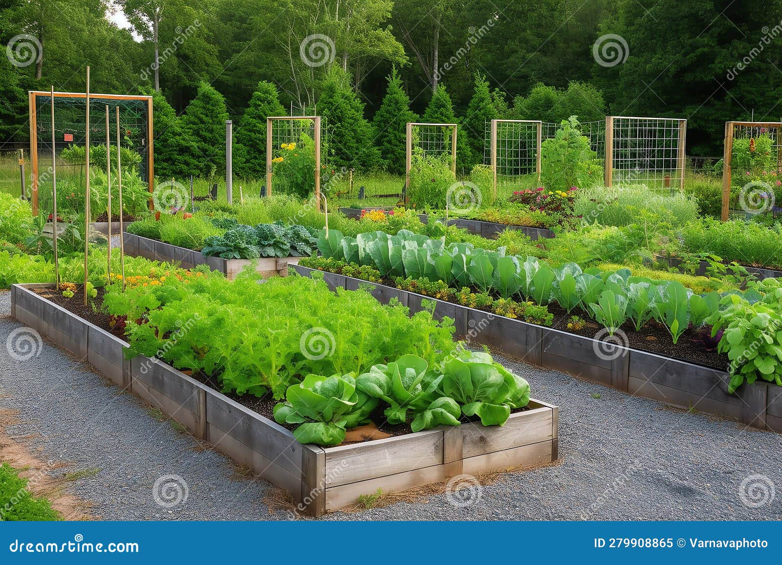 Garden Beds with an Array of Vegetables. AI Generated. Stock ...