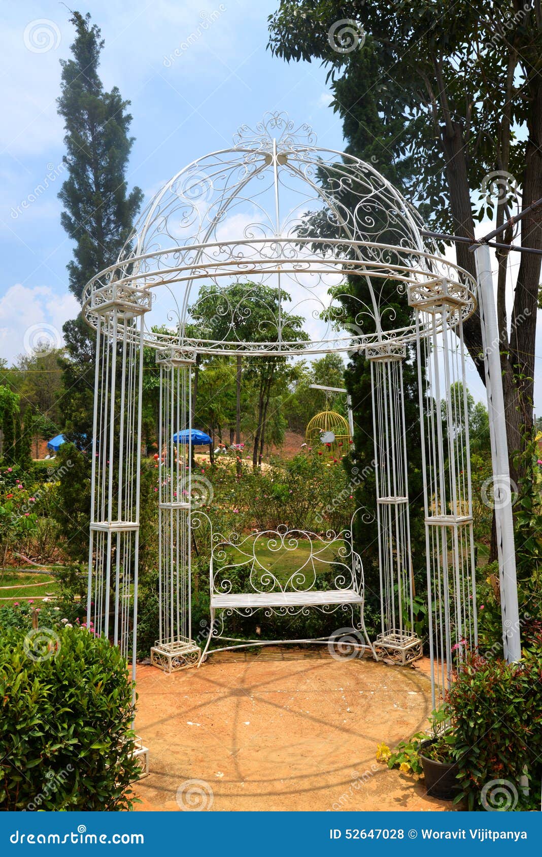 Garden bench stock photo. Image of summer, flower, garden - 52647028