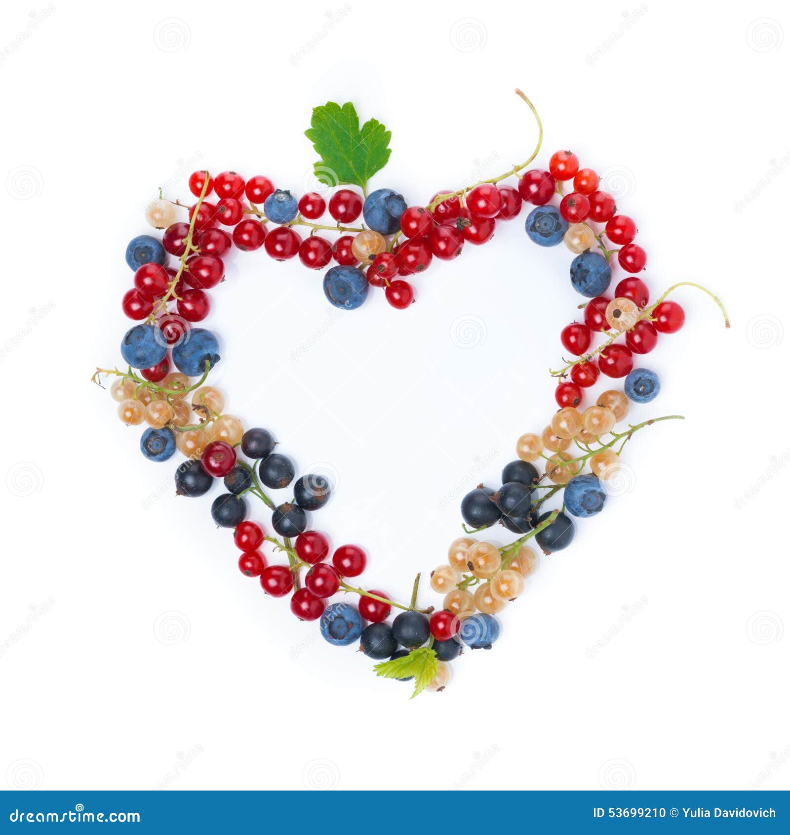 Garden Berries in a Heart-shaped Top View, Isolated Stock Photo - Image ...