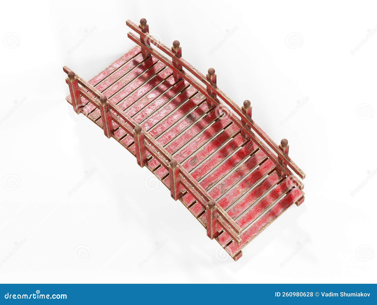 Garden Bridge - 3D Render on White Stock Illustration - Illustration of ...