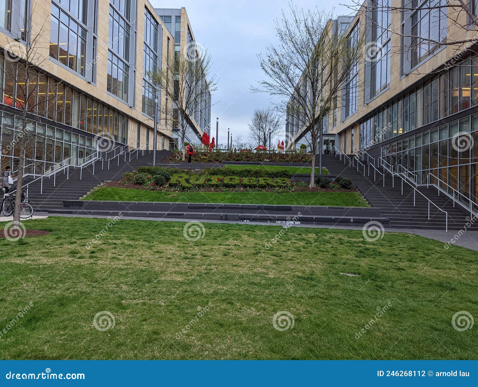 Garden between Building Stairs Stock Photo - Image of downtown ...