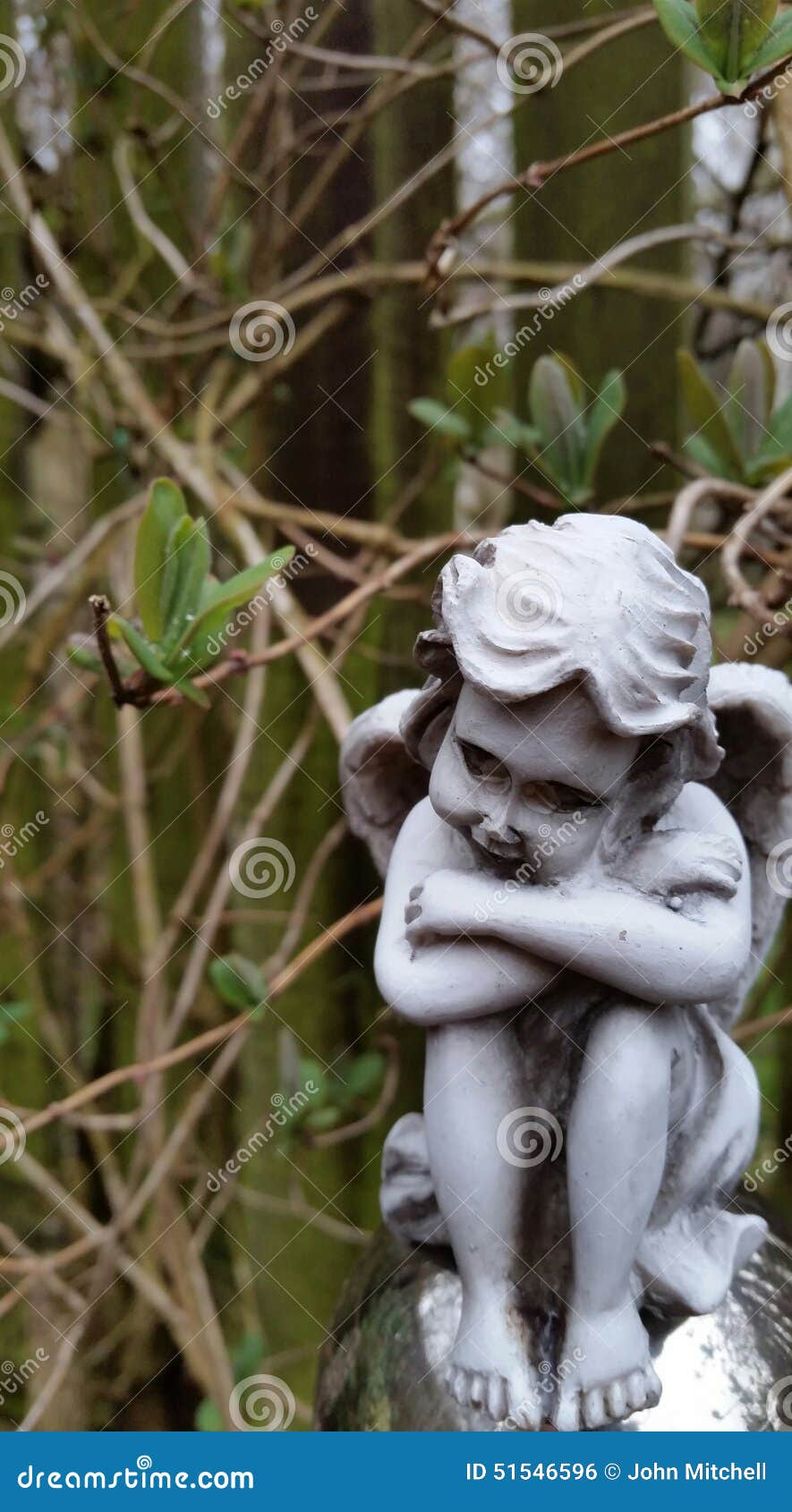 Garden Cherub stock photo. Image of cute, cherub, thinking - 51546596