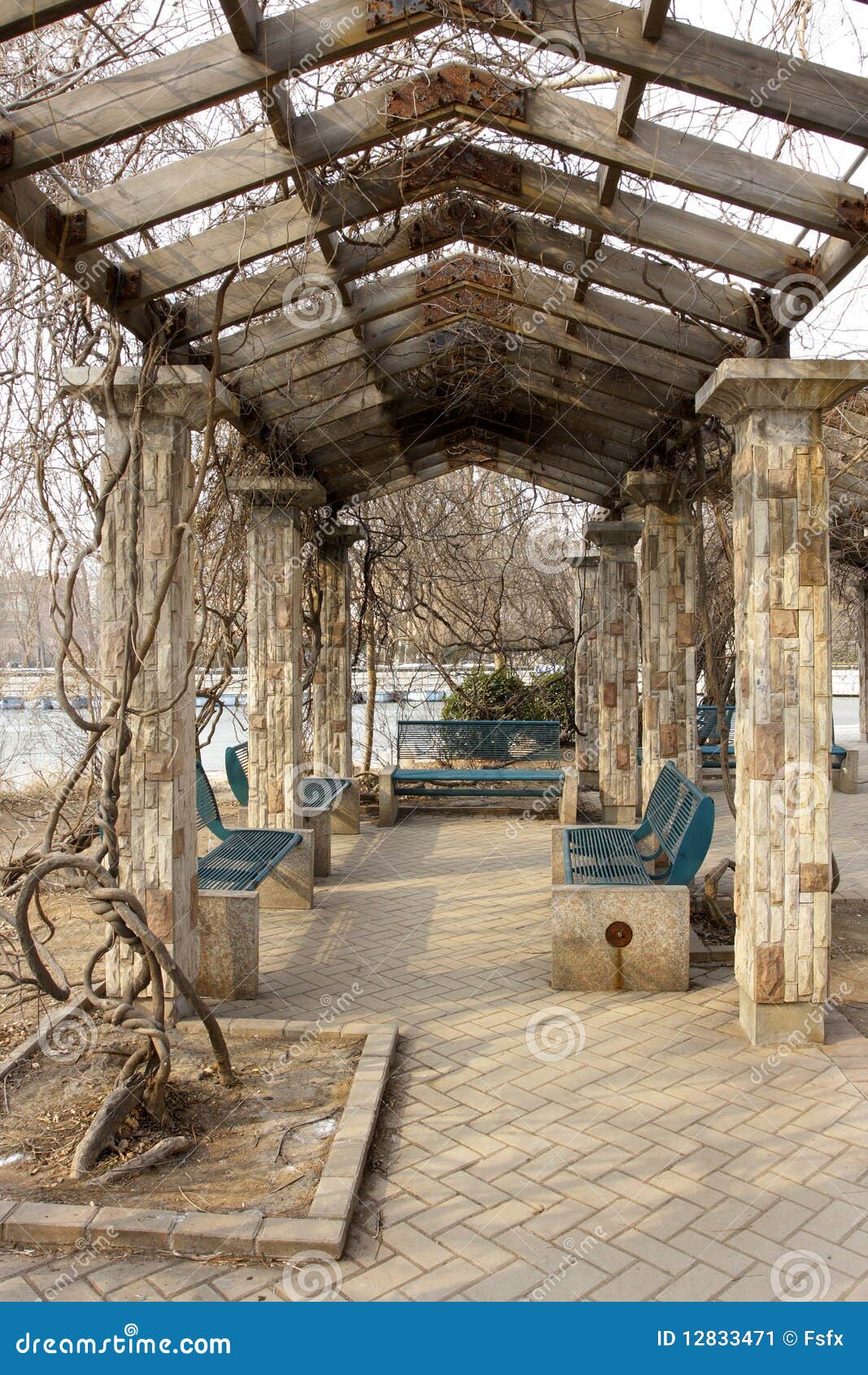 The Garden Corridor Pergola in a Park Stock Image - Image of corridor ...