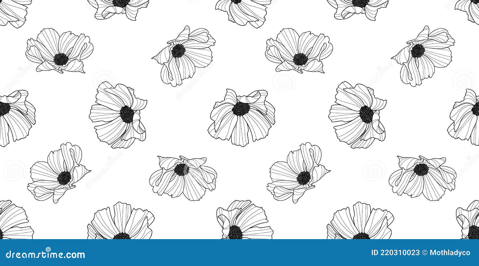 Garden Cosmos Flower Vector Pattern Background, Floral Design Stock ...
