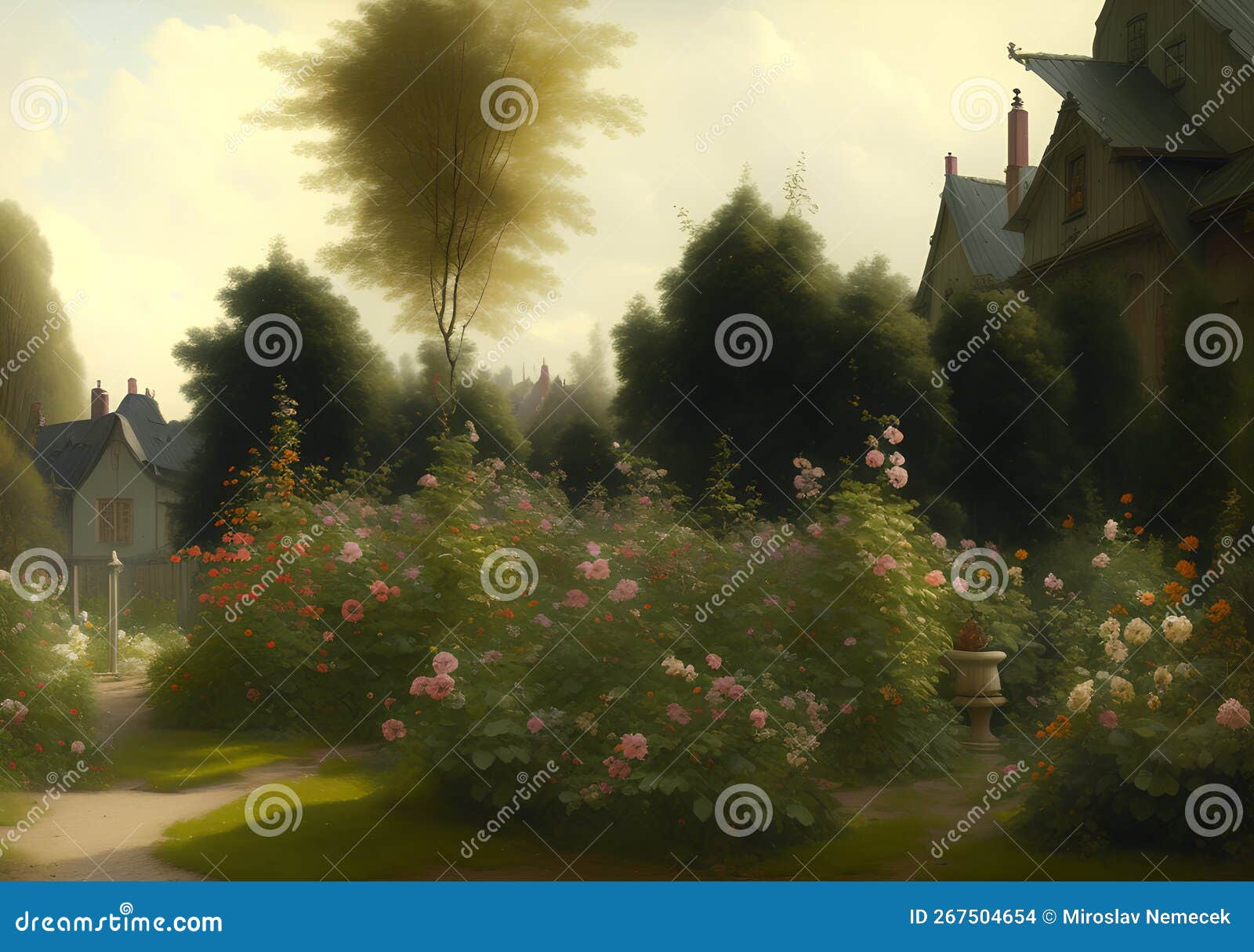 Garden Generative Ai Illustration Stock Illustration Illustration Of Artificial Generative