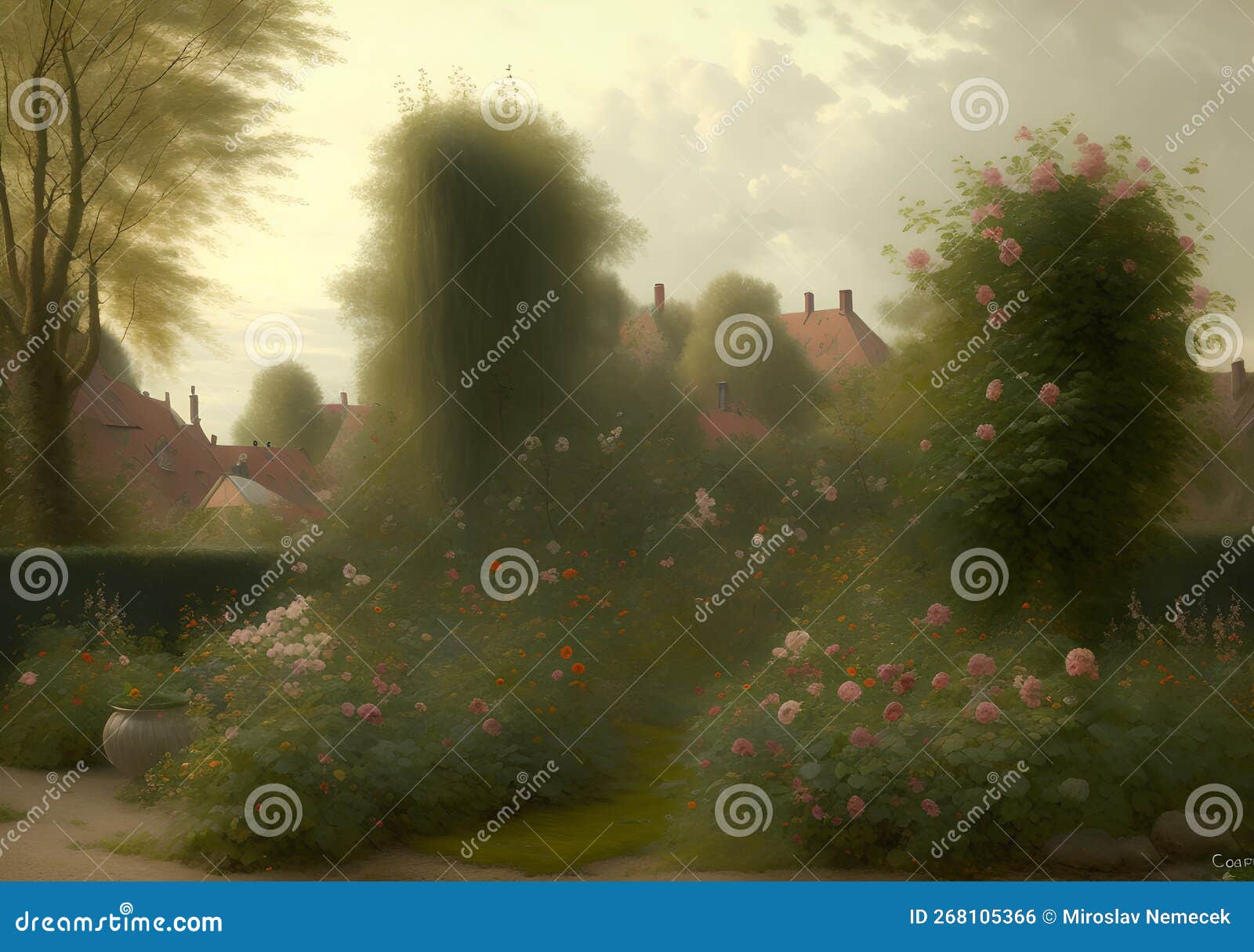 Garden, Generative AI Illustration Stock Illustration - Illustration of ...