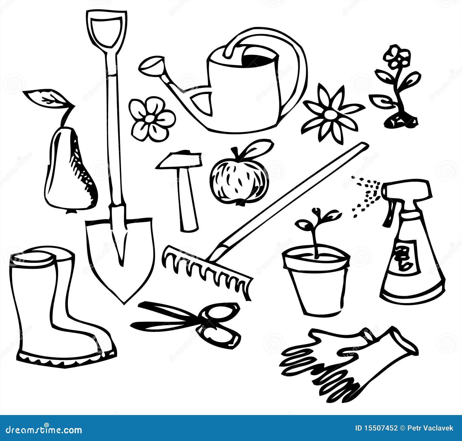 Garden doodle collection stock illustration. Illustration of childish ...