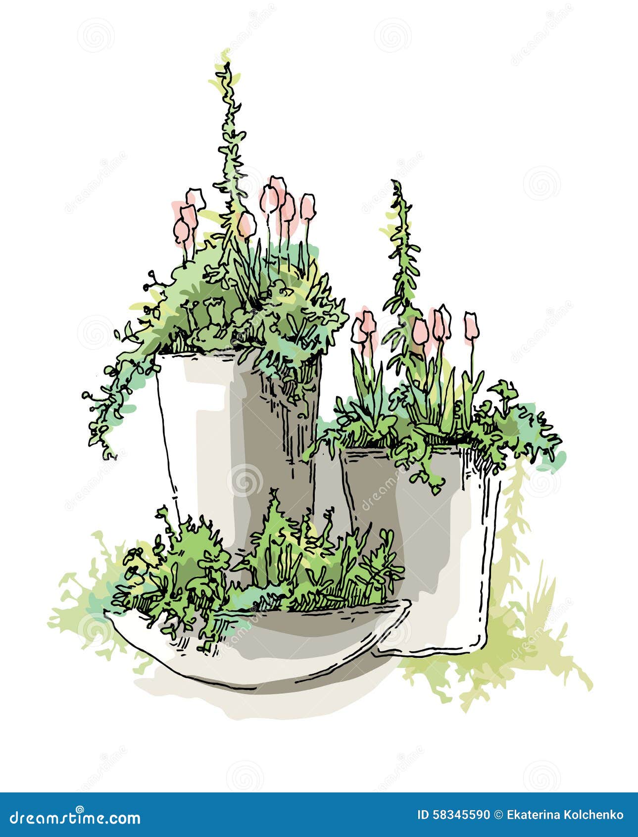 Garden elements sketch stock illustration. Illustration of pattern ...