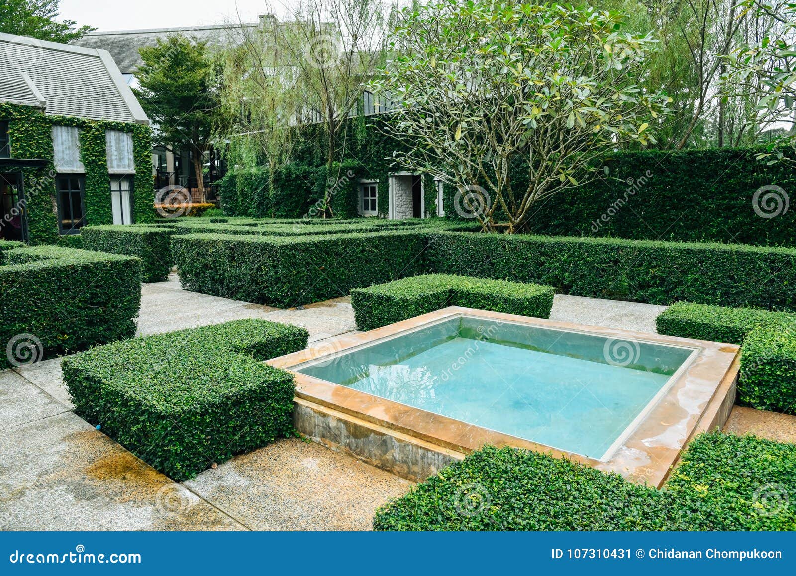 English Garden Style with Pool Stock Image - Image of botanical ...