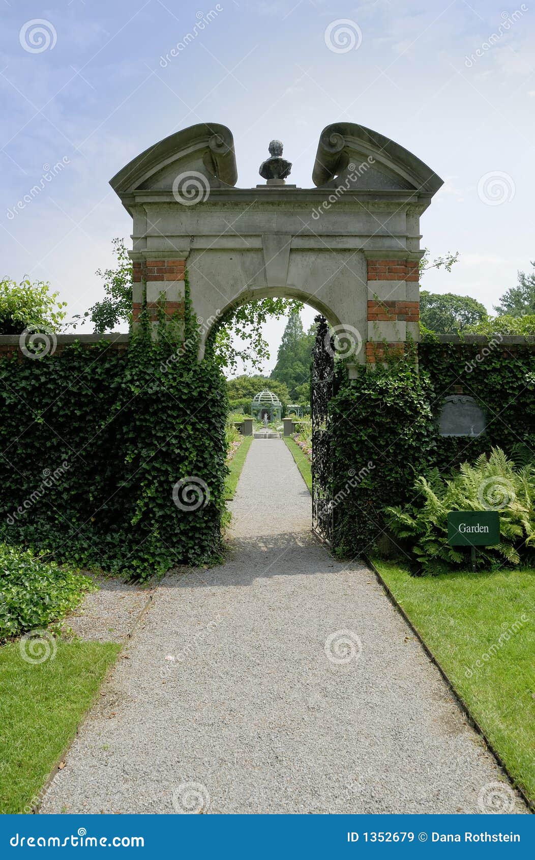 Garden Entrance Gate Into Tree Park Inside Green Hedge Royalty-Free ...