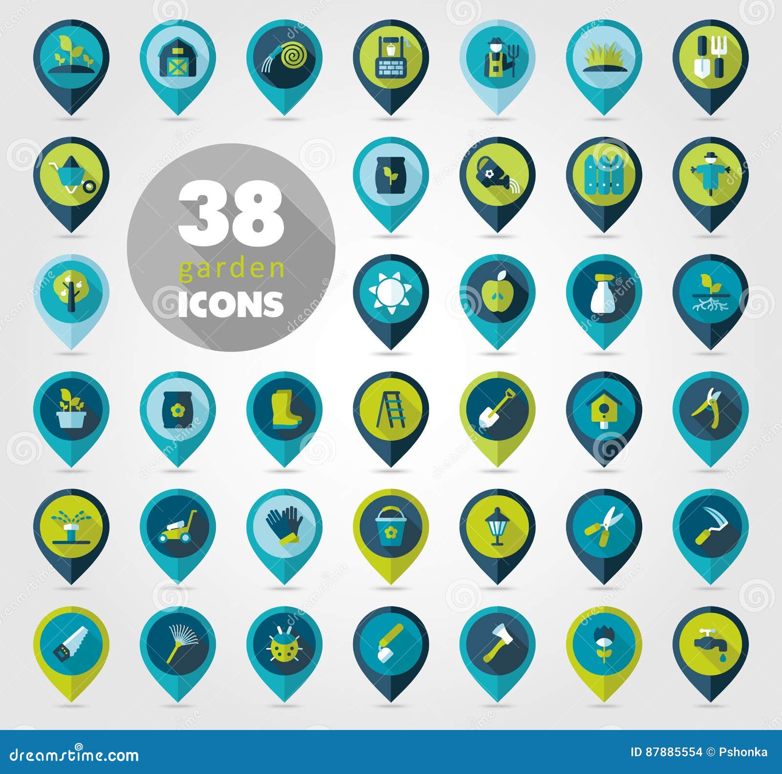 Garden Farm Flat Vector Pin Map Icon Stock Vector - Illustration of ...