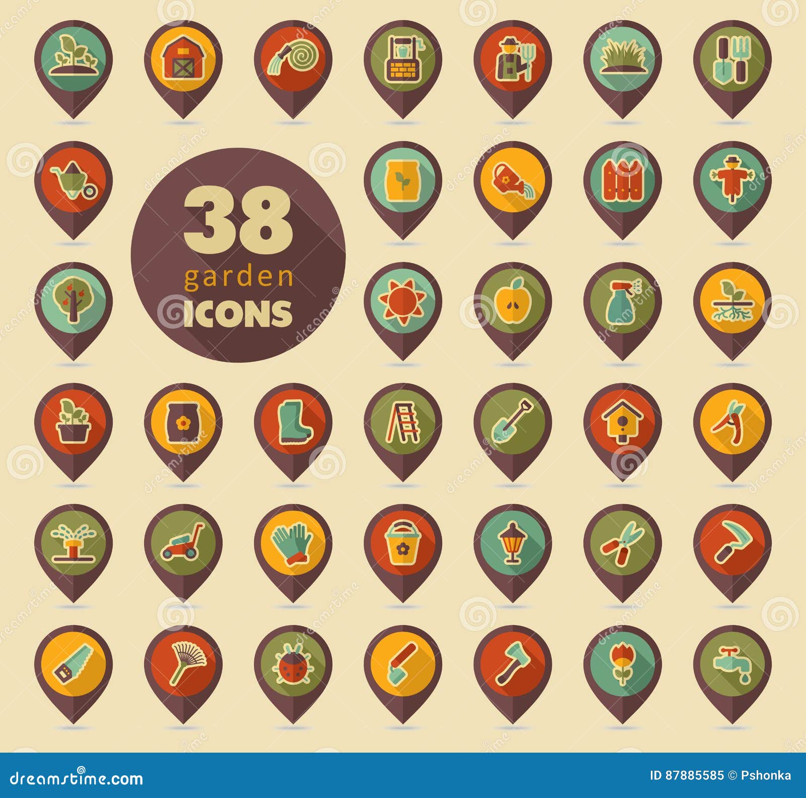 Garden Farm Flat Vector Pin Map Icon Stock Vector - Illustration of icon, farmer: 87885585