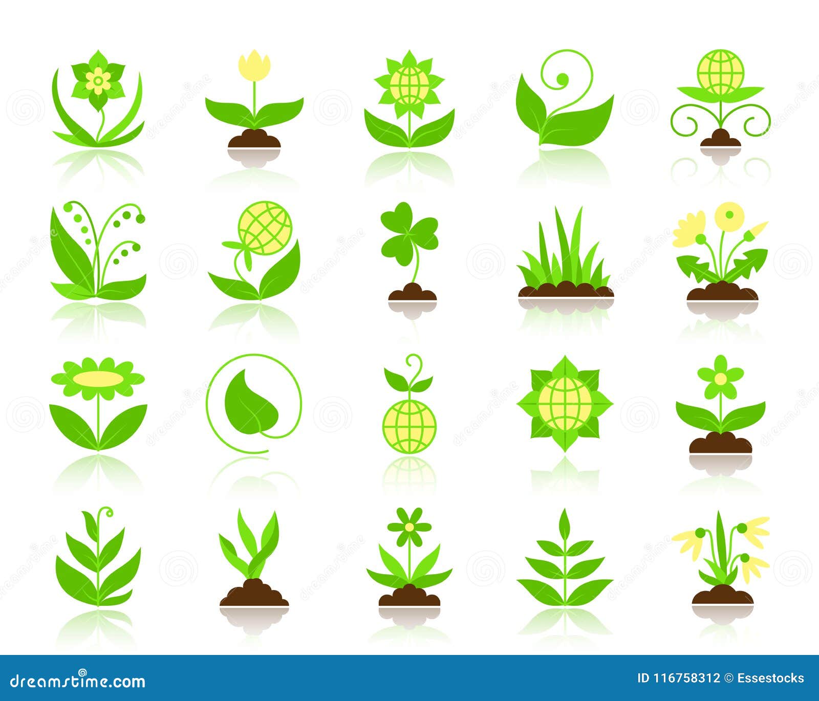 Garden Simple Flat Color Icons Vector Set Stock Vector Illustration