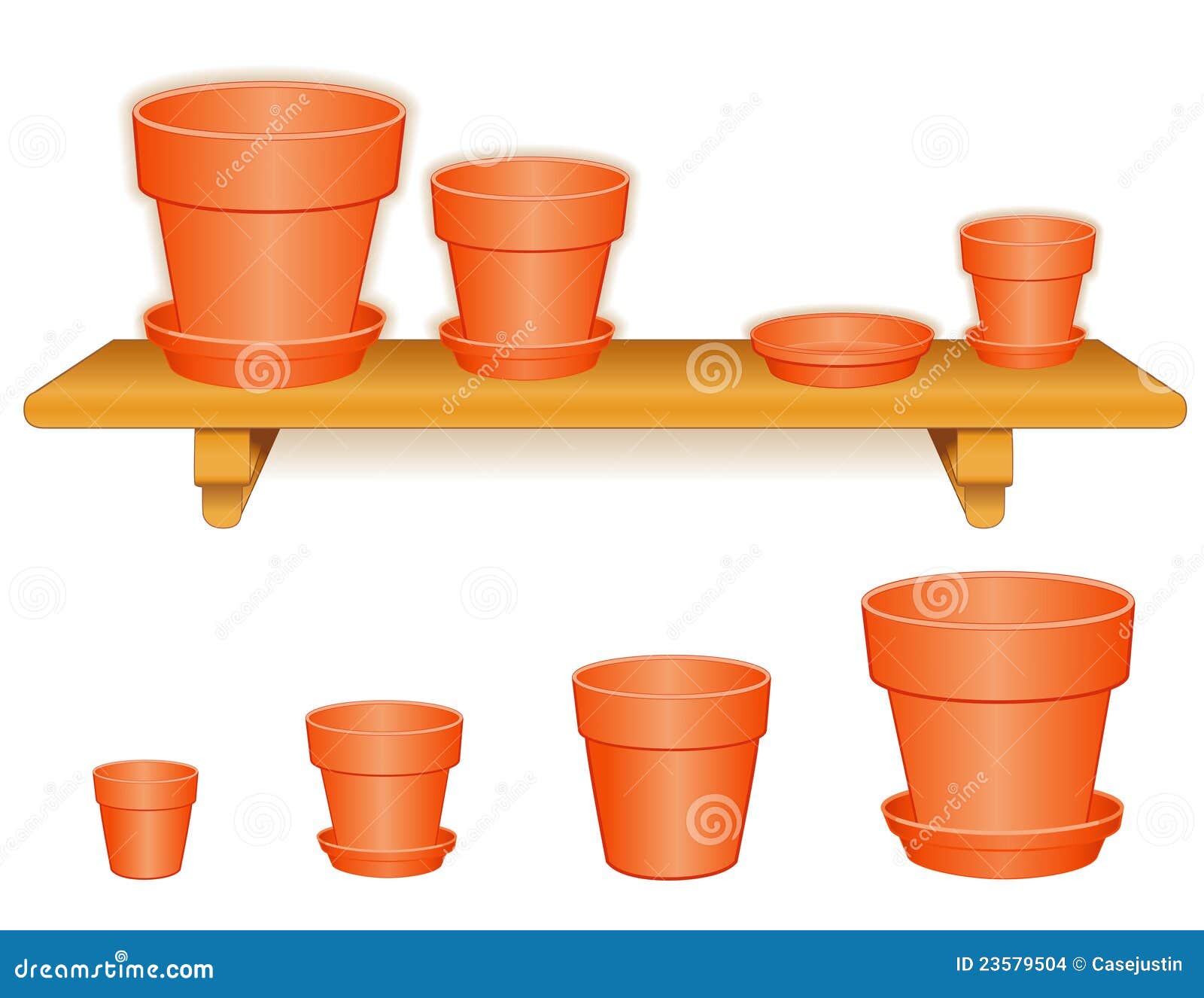 Garden Flowerpots on Wood Shelf Stock Vector - Illustration of garden, hobby: 23579504