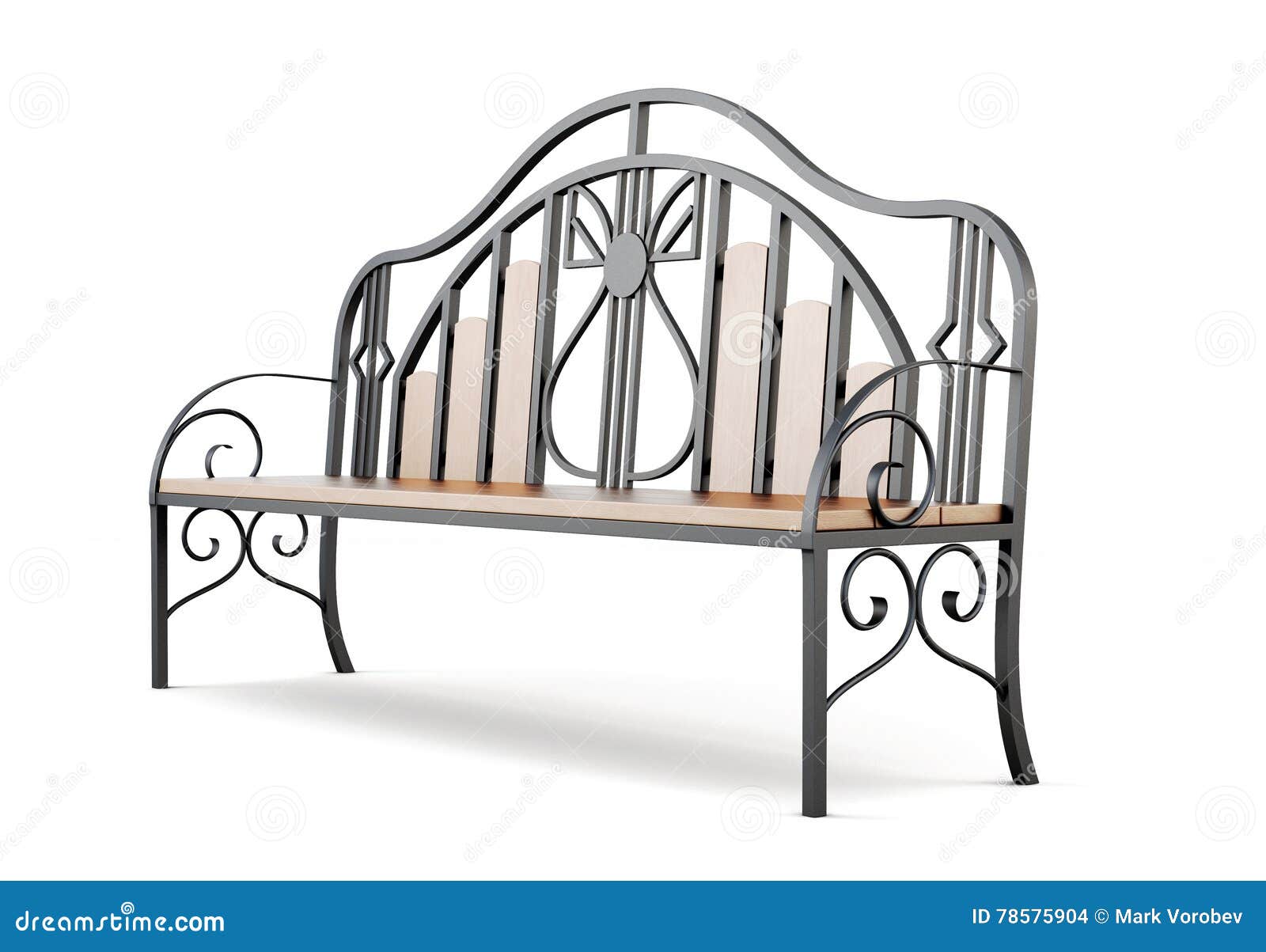Garden Forged Bench on a White Background. 3d Rendering Stock ...