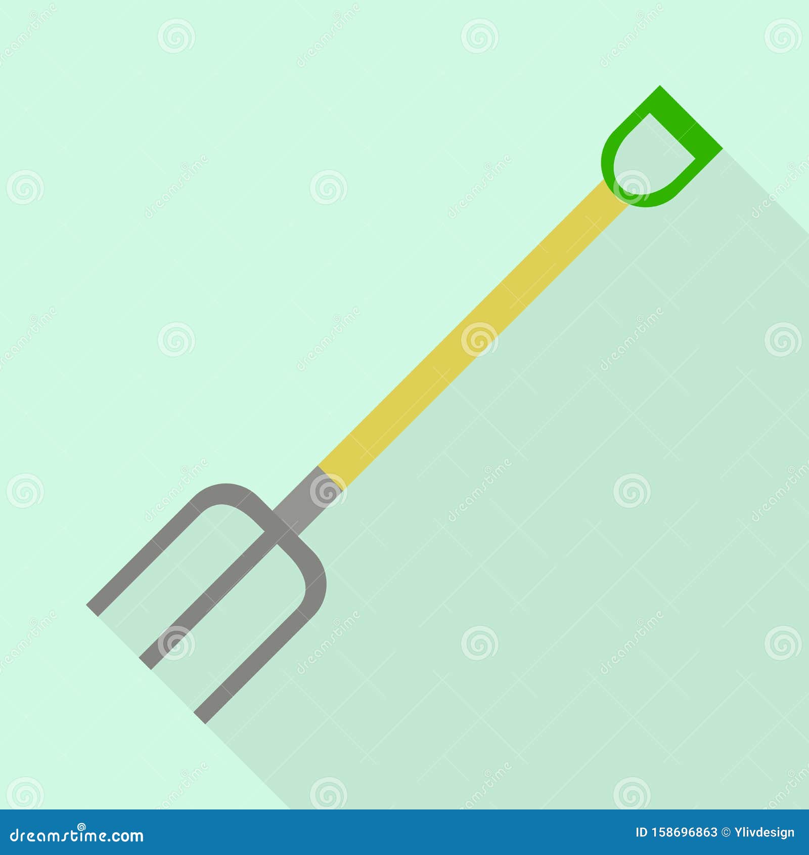 Garden Fork Icon, Flat Style Stock Vector - Illustration of nature ...