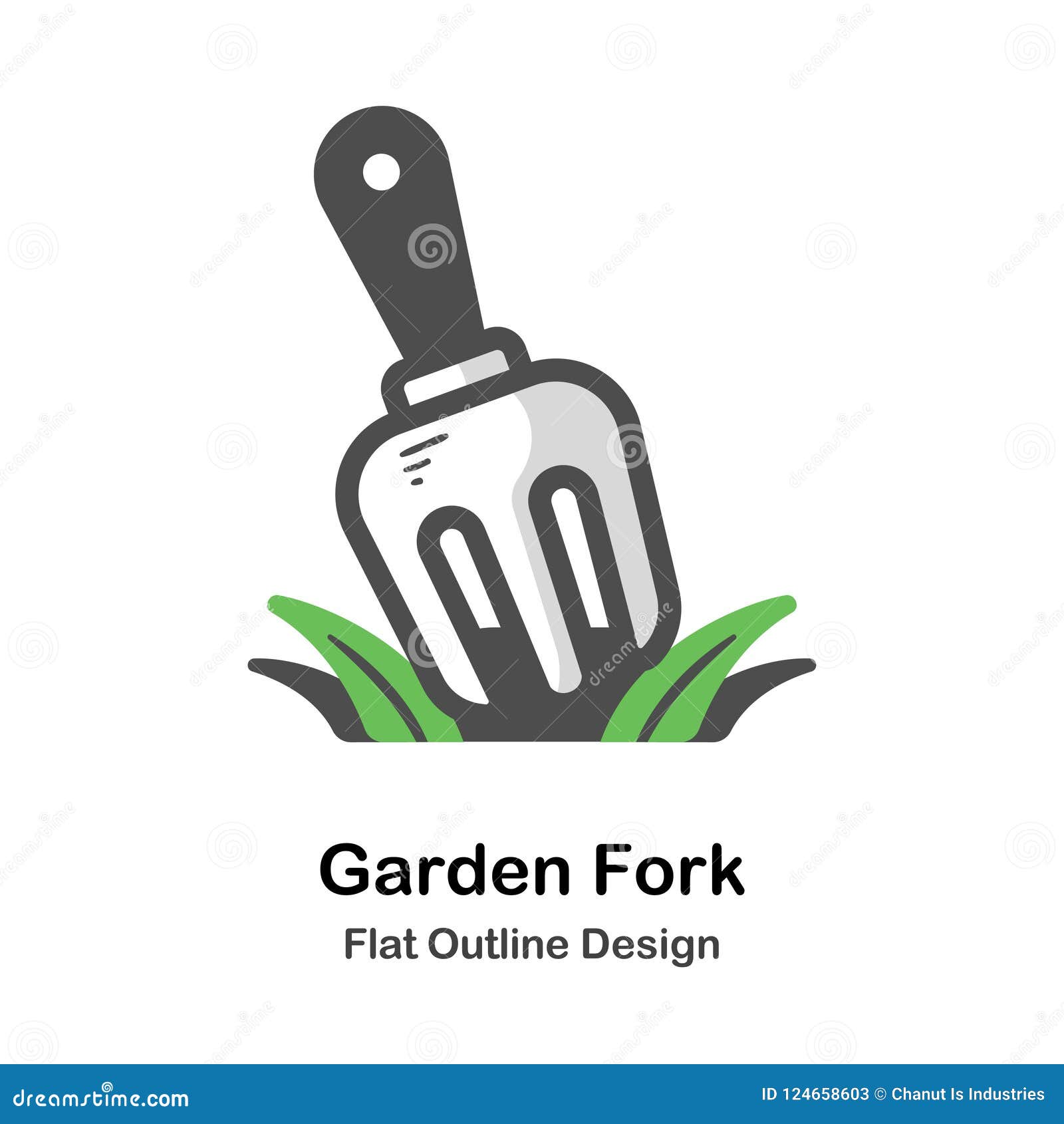 Garden Fork Outline Flat Illustration Stock Vector - Illustration of ...