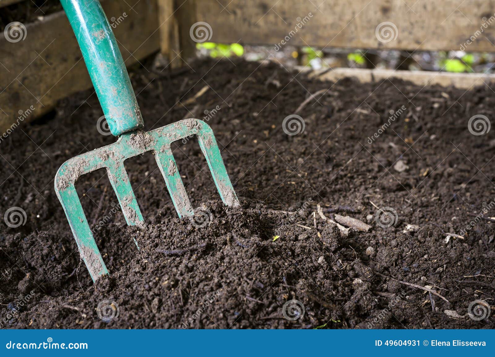 Garden Fork Turning Compost Stock Image - Image of organic, bins: 49604931