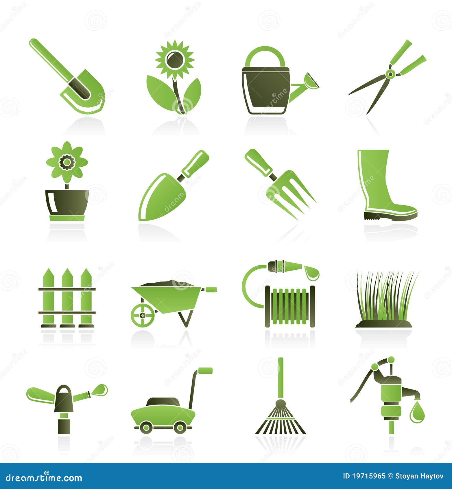Garden and Gardening Tools and Objects Icons Stock Vector ...