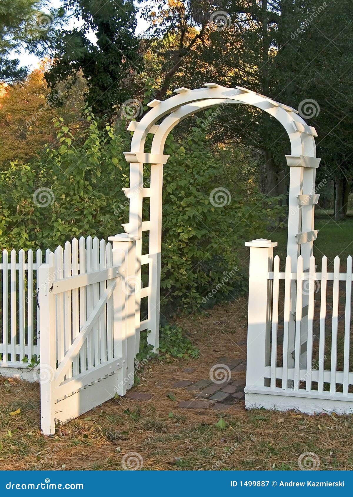 Garden Gate stock image. Image of wood, bush, summer, cobblestone - 1499887
