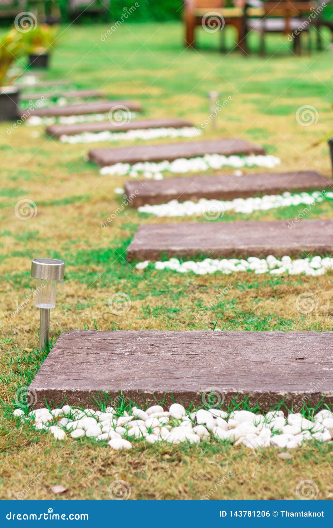 The Garden Has the Stone To Corridor on the Lawn. Stock Photo - Image ...