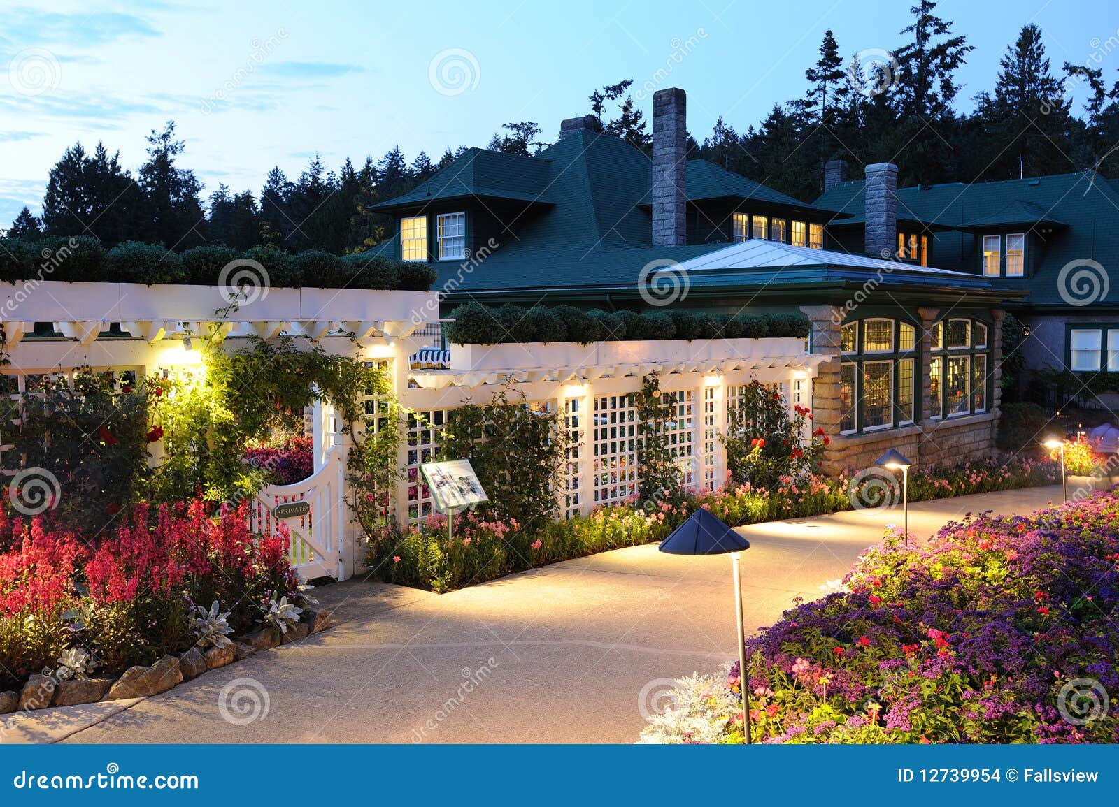 Garden house night scene stock photo. Image of british - 12739954