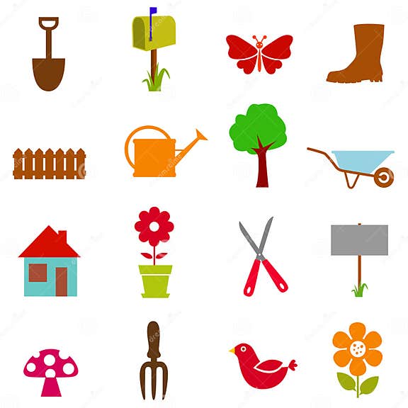 Garden icon set stock vector. Illustration of design - 16206521