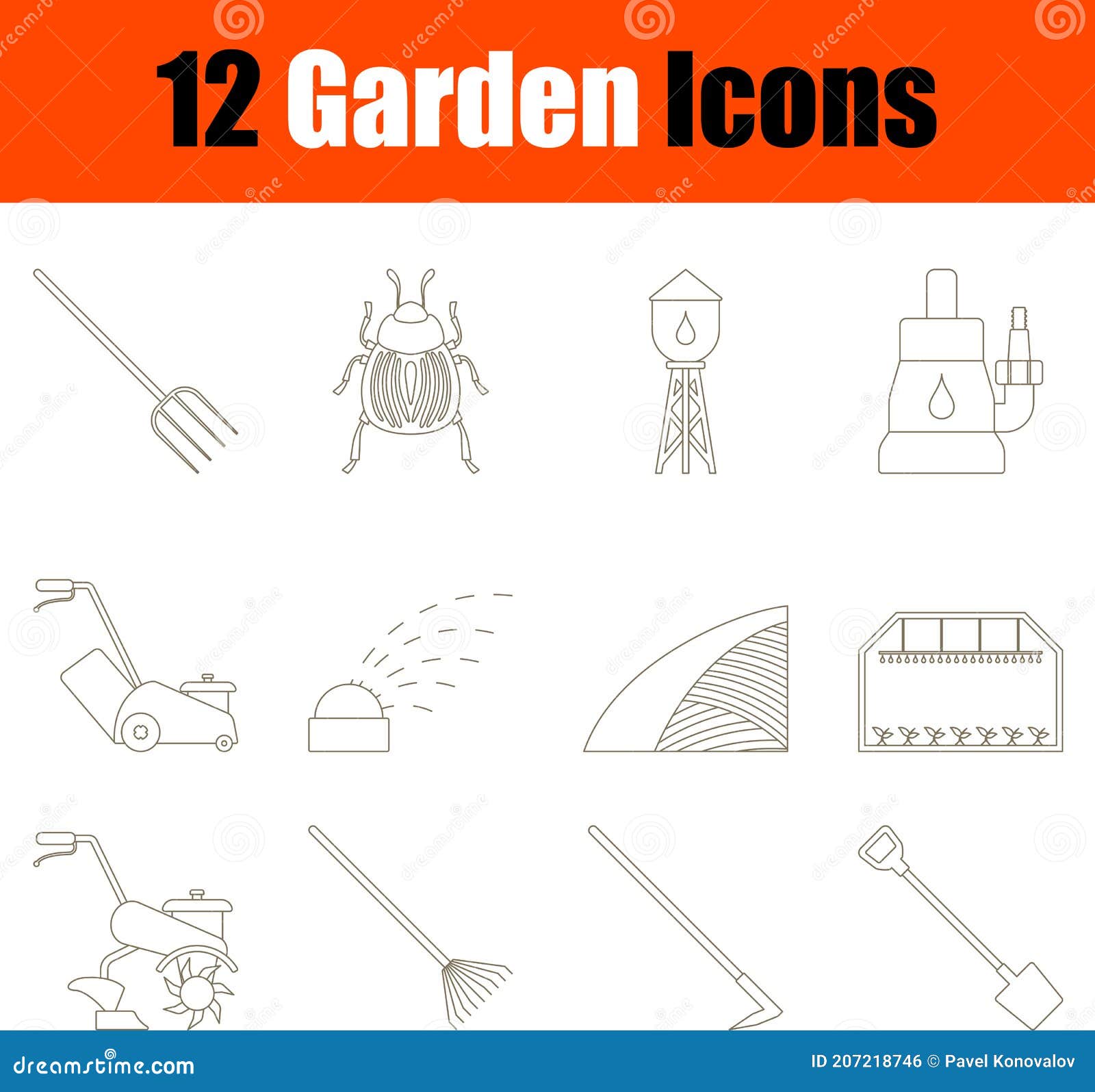 Garden Icon Set stock vector. Illustration of land, garden - 207218746