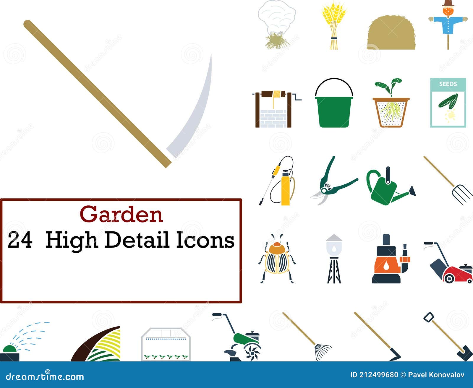Garden Icon Set stock vector. Illustration of food, lawn - 212499680