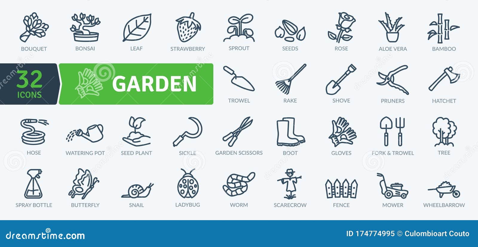 Garden Icons Pack Collection Set Stock Illustration - Illustration of ...