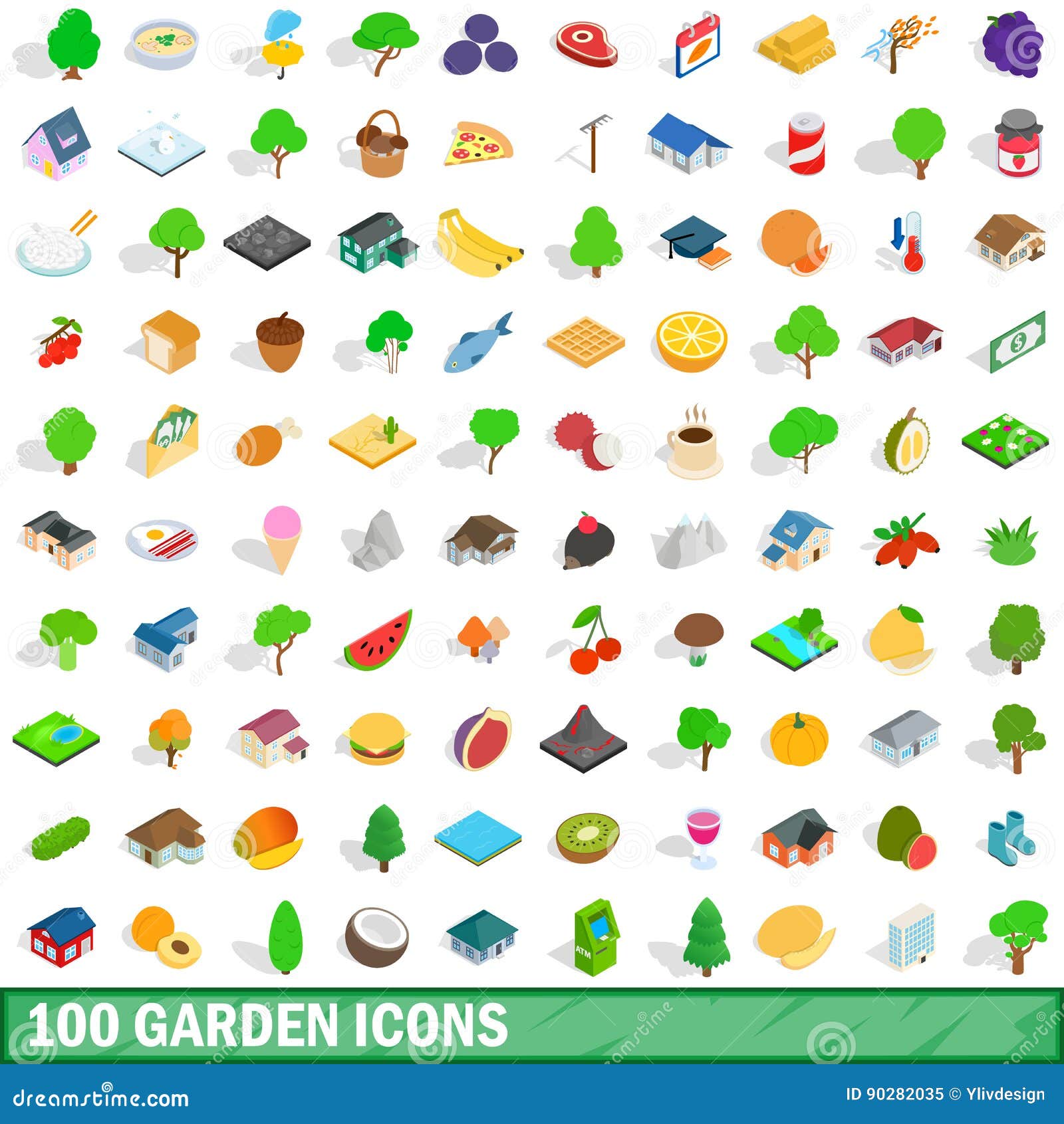100 Garden Icons Set, Isometric 3d Style Stock Vector - Illustration of ...
