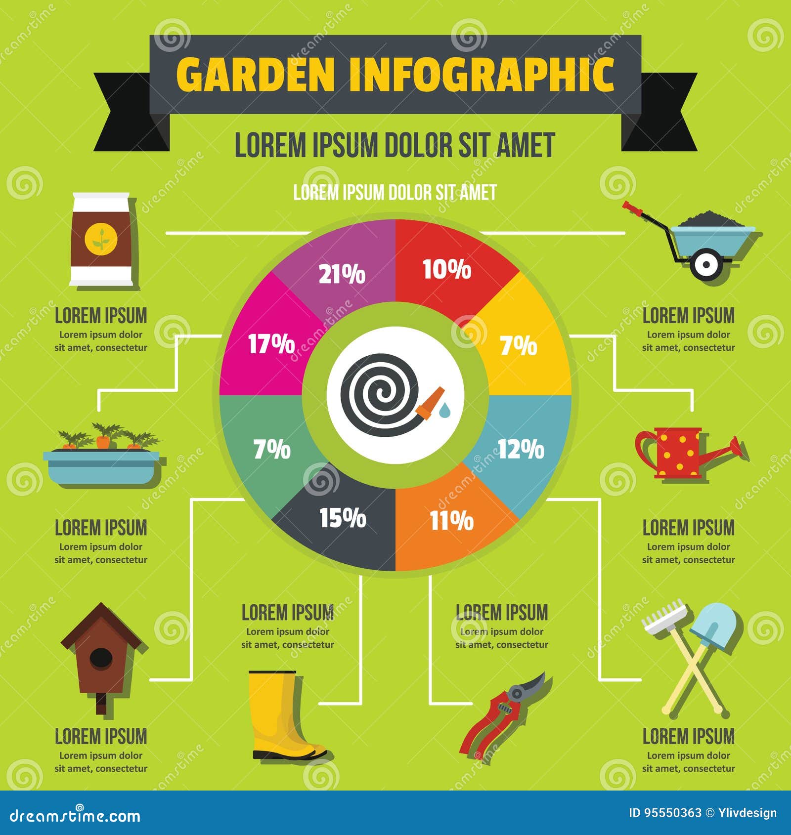 Garden Infographic Concept, Flat Style Stock Vector - Illustration of ...