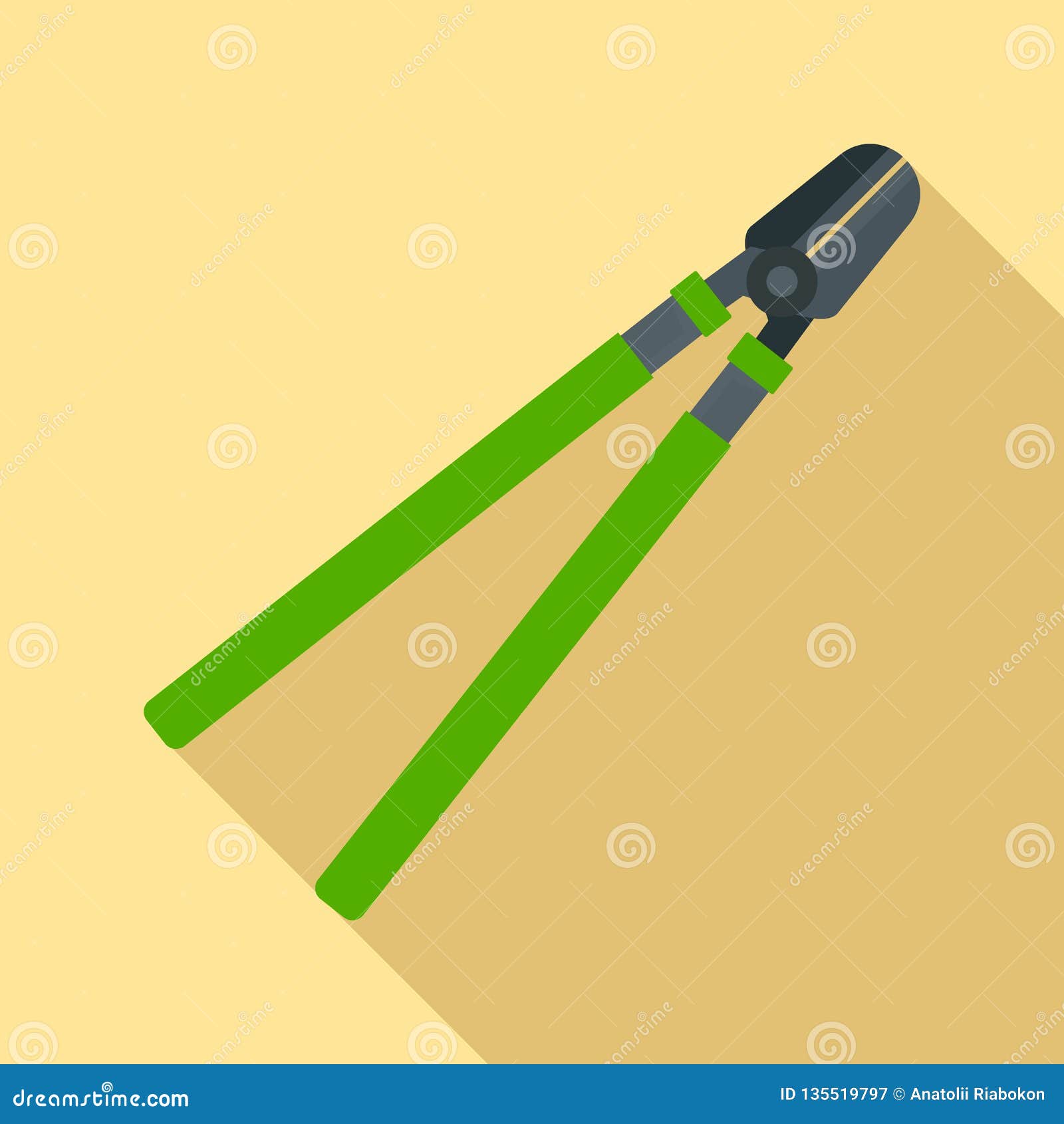Garden Long Scissors Icon, Flat Style Stock Vector - Illustration of ...