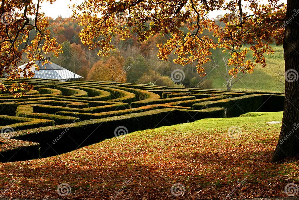 Garden maze in autumn stock image. Image of labyrinth - 4261007