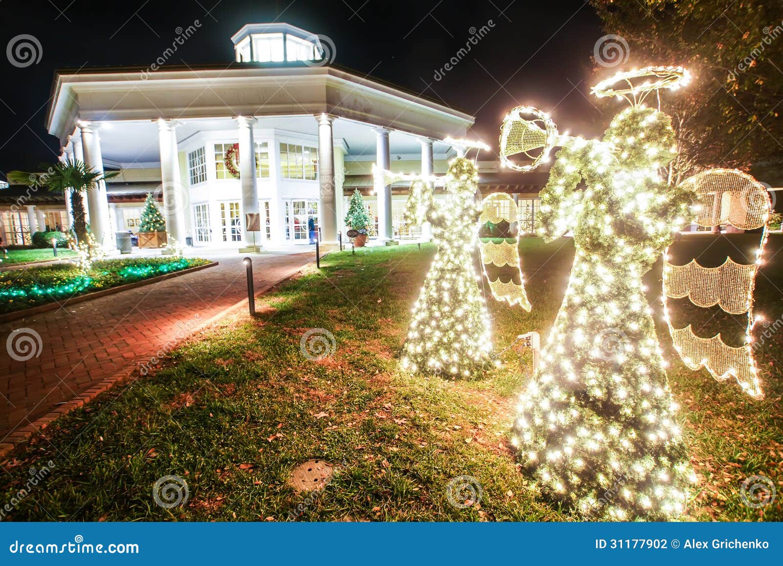 Garden Night Scene at Christmas Time Stock Photo - Image of outdoor ...
