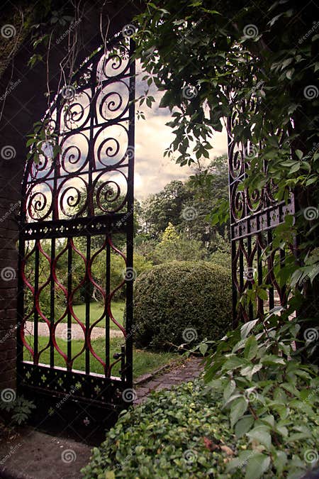 Garden with an Open Gate stock photo. Image of gate, landscape - 12567912