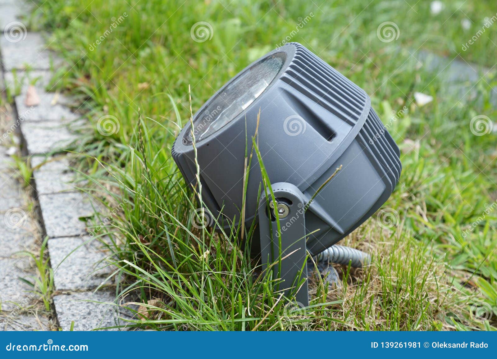 Garden Outdoor Lighting in the Lawn Grass Stock Image - Image of ...