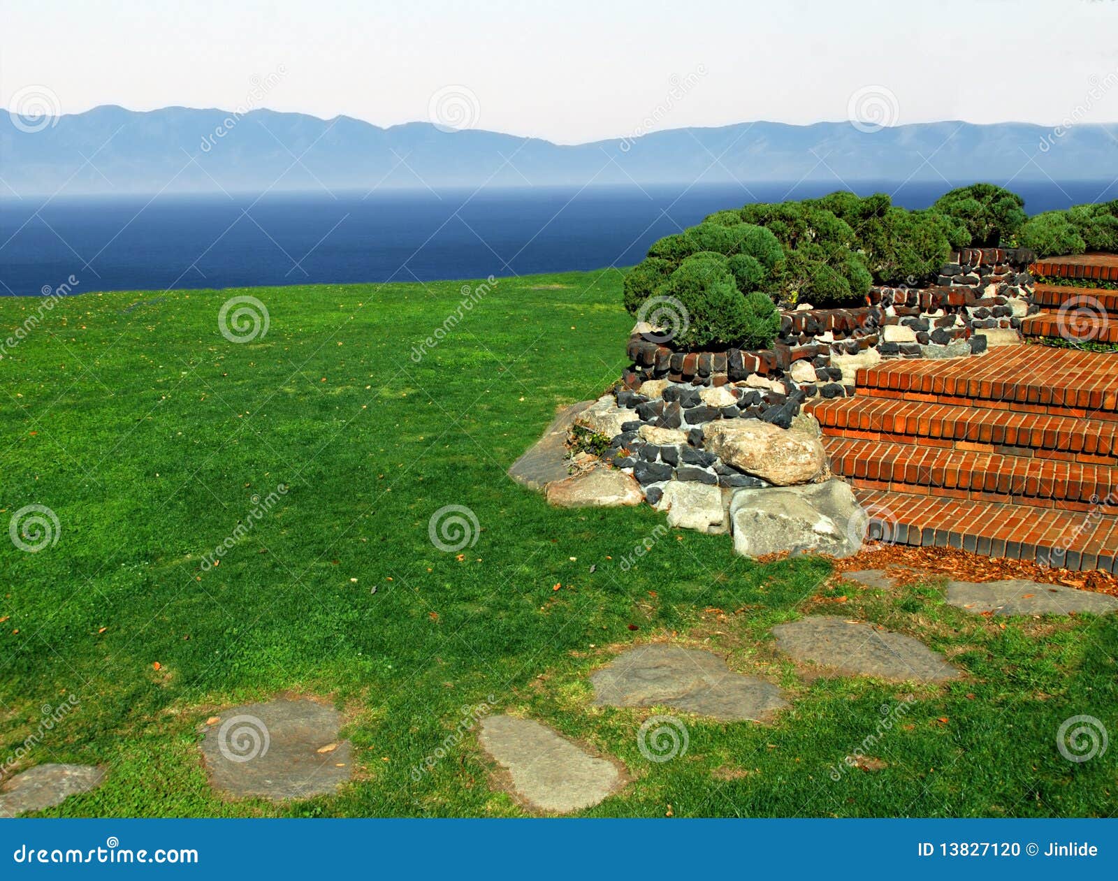 Garden overlook the ocean stock photo. Image of path - 13827120