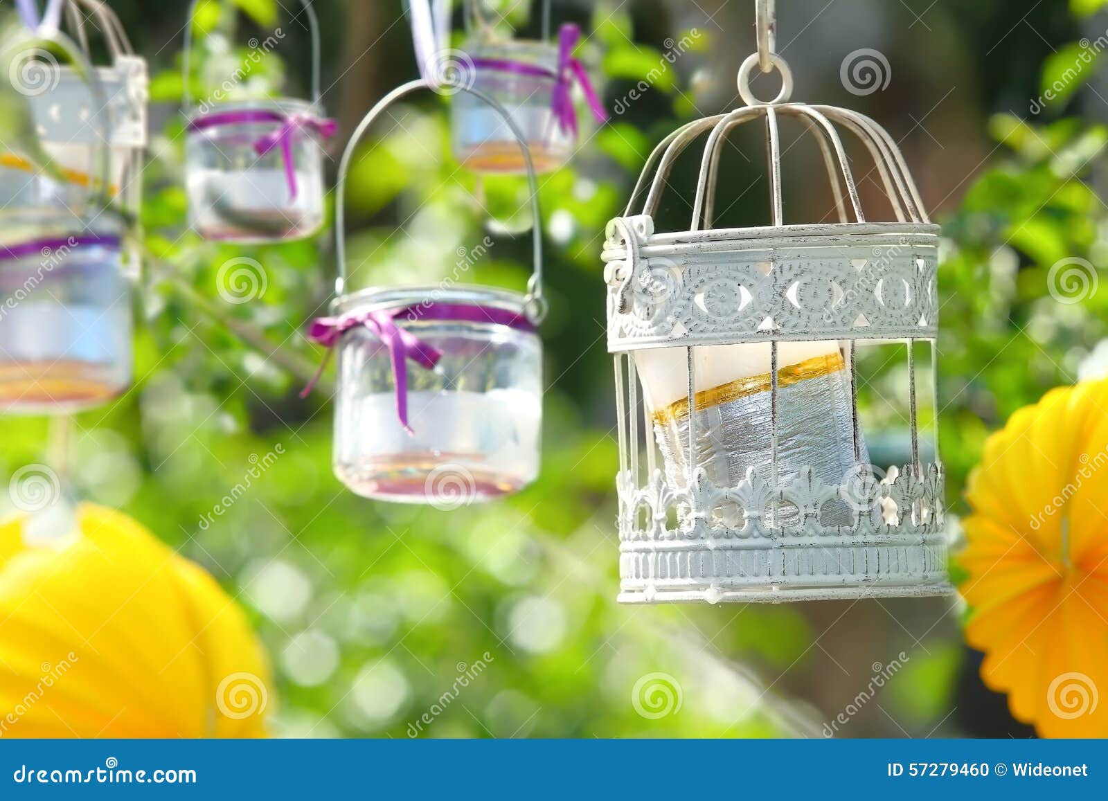 Garden Party Decoration Hanging on Branch Stock Photo - Image of ...