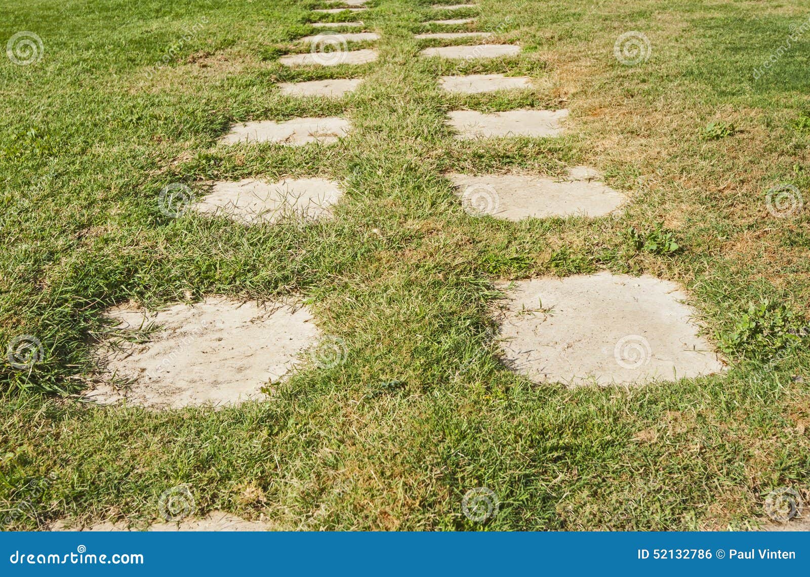Garden path across grass stock photo. Image of paving - 52132786