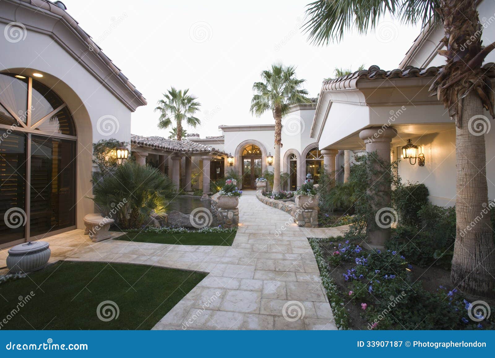 Garden Path Along Residential Structures Stock Image - Image of ...