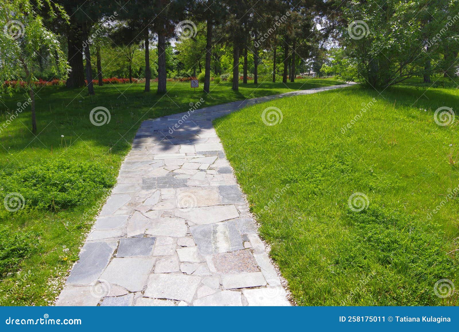 Garden Path Made of Flat Stone among Green Grass. Stock Image - Image ...