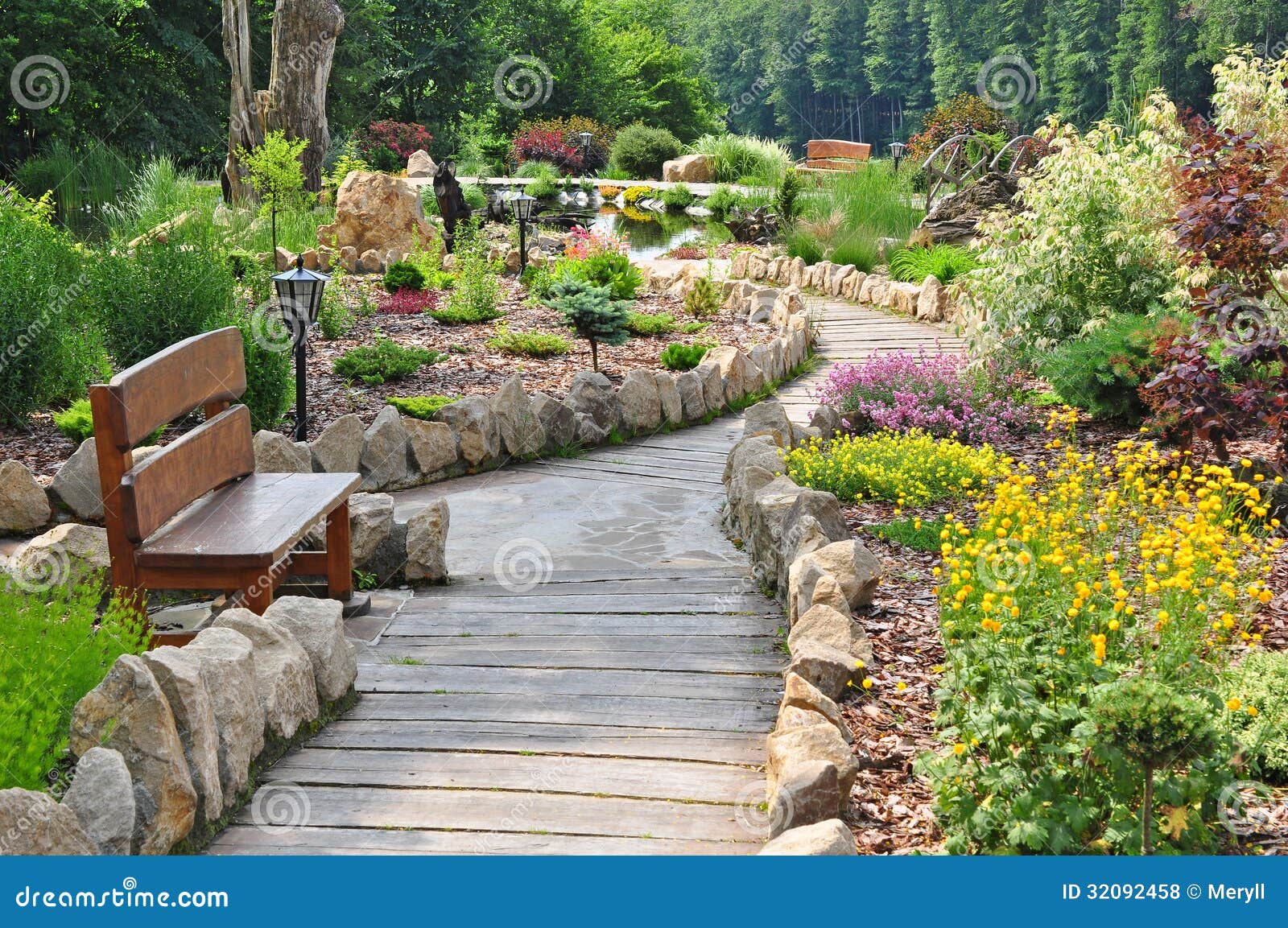 Garden path stock photo. Image of colorful, summer, rural - 32092458