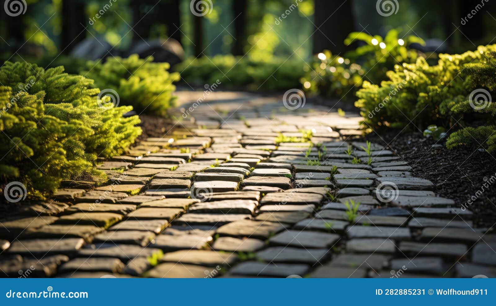 Garden Path Paving Stones and Grass.. Generative AI Stock Illustration ...